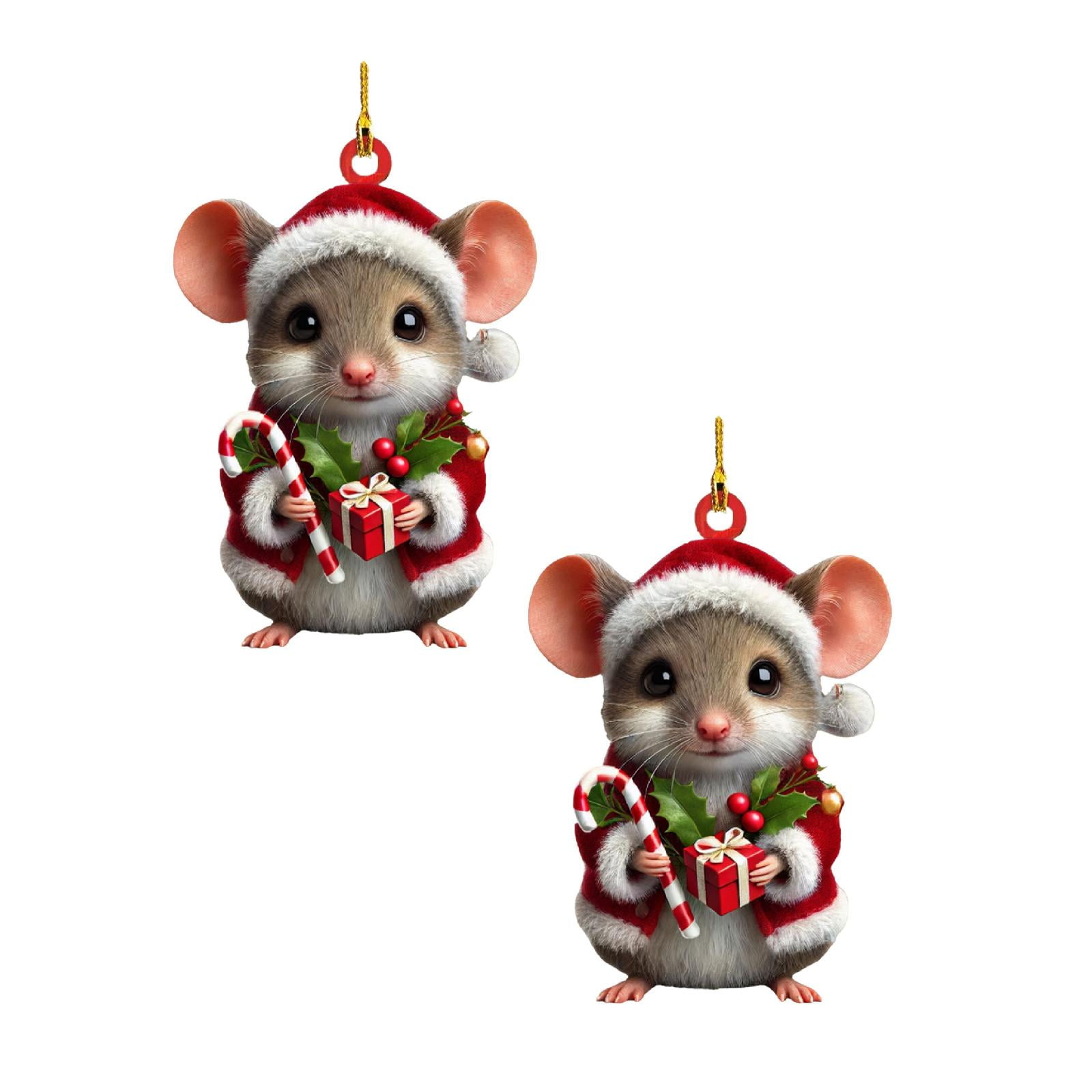 Cute Christmas Mouse Decorations,2D Flat Acrylic Hanging Christmas Tree ...