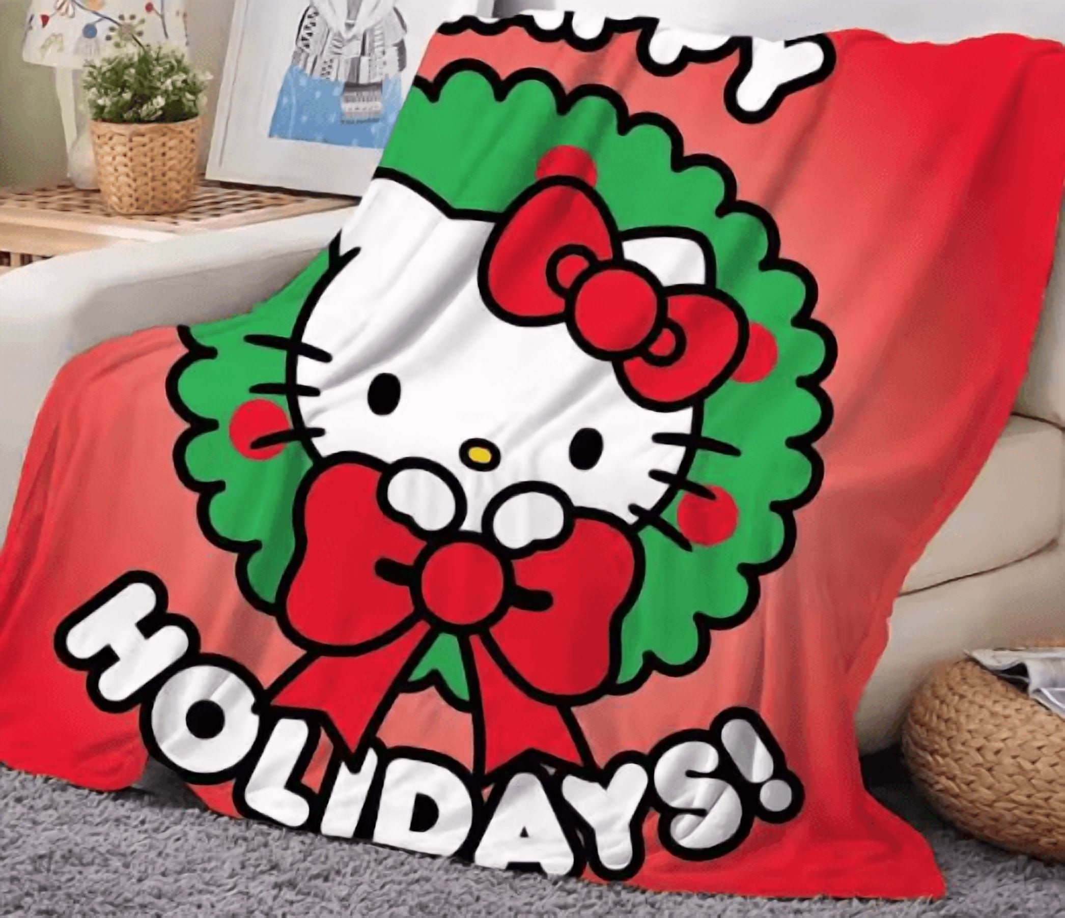 Cute Christmas New Year Party Gifts Kuromi Hello Kitty Sanrio Soft Blankets Home Decoration Warm ...