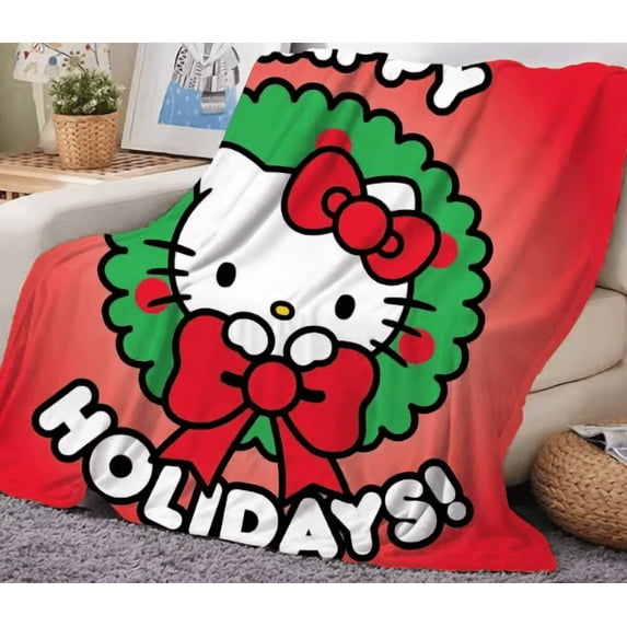 Cute Christmas New Year Party Gifts Kuromi Hello Kitty Sanrio Soft Blankets Home Decoration Warm ...