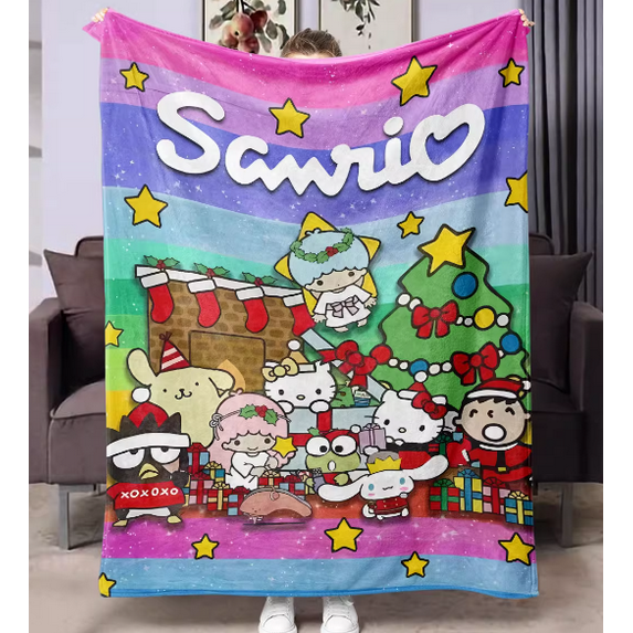 Cute Christmas New Year Party Gifts Kuromi Hello Kitty Sanrio Soft Blankets Home Decoration Warm ...