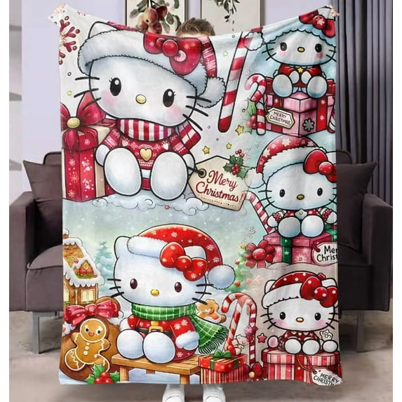 Cute Christmas New Year Party Gifts Kuromi Hello Kitty Sanrio Soft Blankets Home Decoration Warm ...