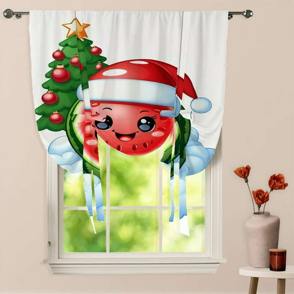 Cute Christmas Ornament Snowman Window Curtain for Living Room Roman ...
