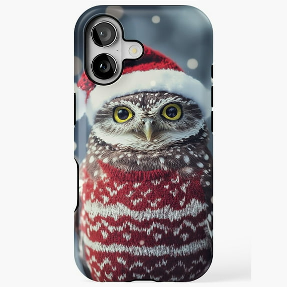 Cute Christmas Owl Funny Retro Animal Photo Holiday Phone Case 17 16 15 ...