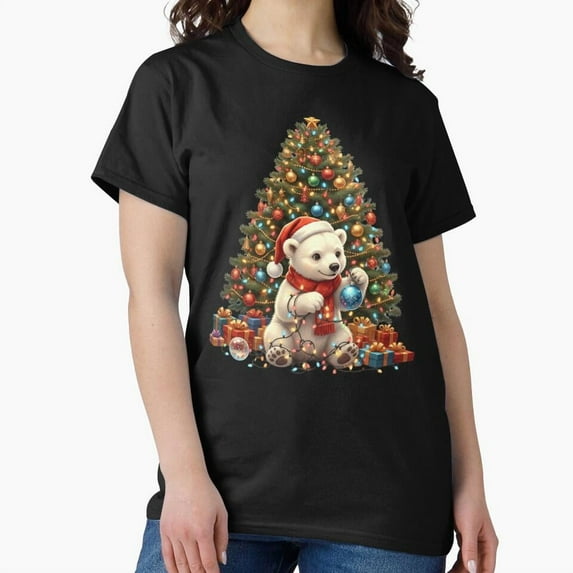 Cute Christmas Polar Bear Festive Cub Decorating The Tree With A H14097 ...