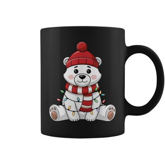 Cute Christmas Polar Bear Wrapped In Lights Coffee Mugs - Walmart.com