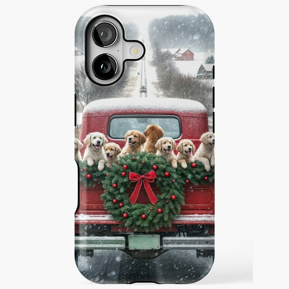 Cute Christmas Puppy Dog Art Case for iPhone 11 12 13 14 15 16 17 Pro ...