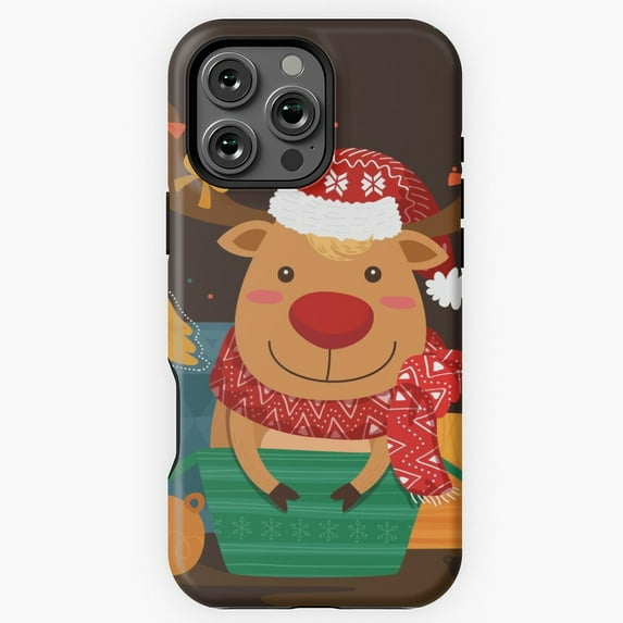 Cute Christmas Reindeer Gifts Phone Case for iPhone 11 12 13 14 15 16 ...