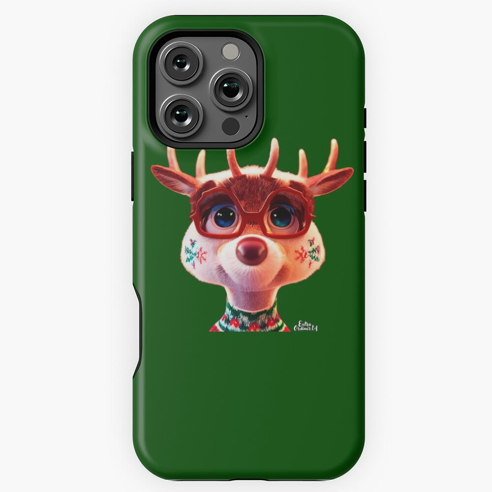 Cute Christmas Reindeer Holiday Phone Case for iPhone 11 12 13 14 15 16 ...