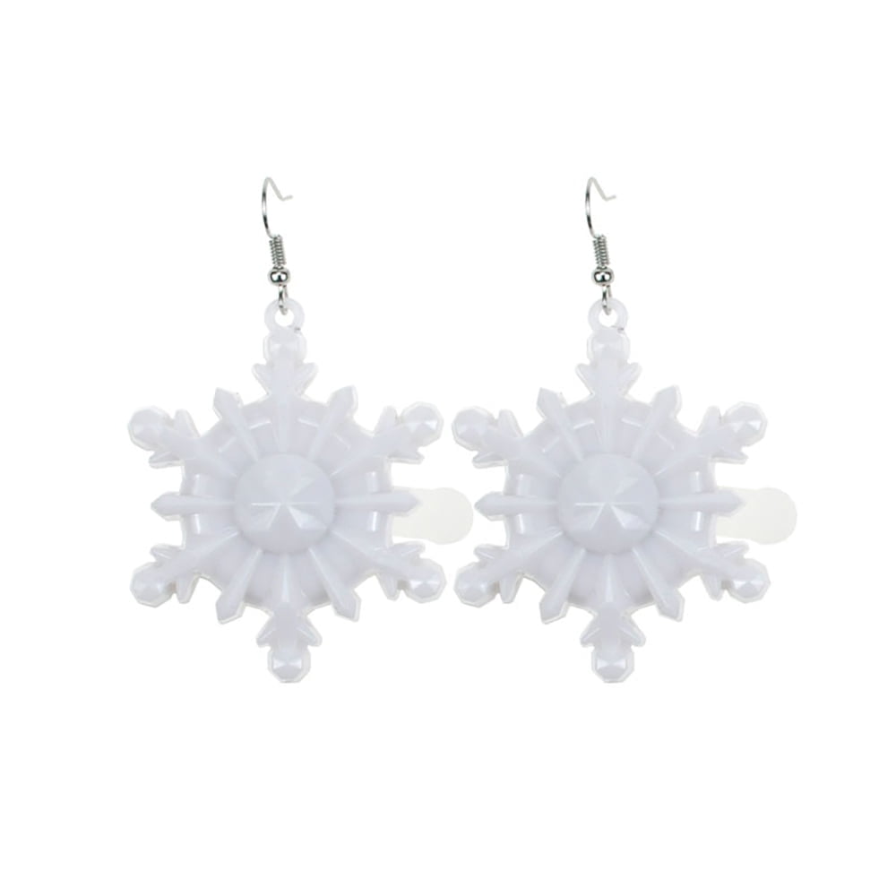 Cute Christmas Snowflake LED Hook Hoop Earrings for Women Glowing in ...