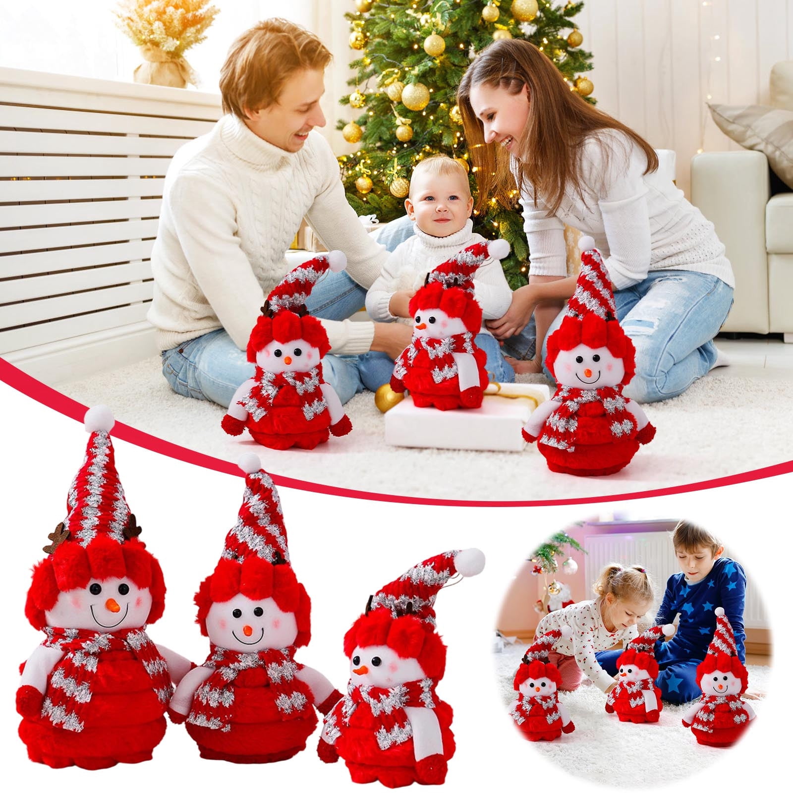 Cute Christmas Snowman Doll Ornament, Soft Plush Snowman with Scarf and ...