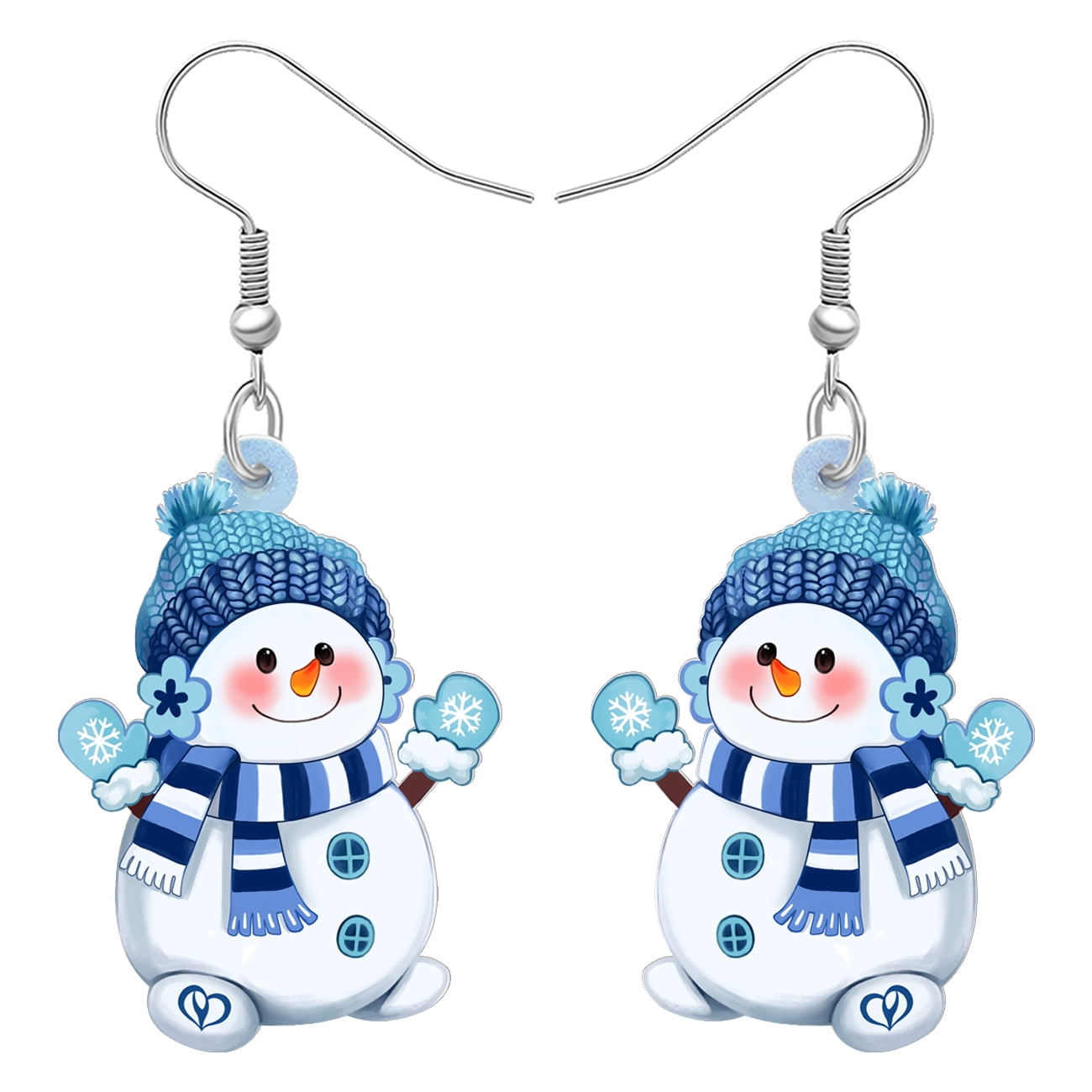 Cute Christmas Snowman Earrings Acrylic Winter Hat Scarf Snowman Dangle ...
