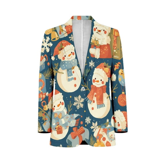 Cute Christmas Snowman Mens Suits Shawl Collar Slim Fit Suit Mens Groom ...