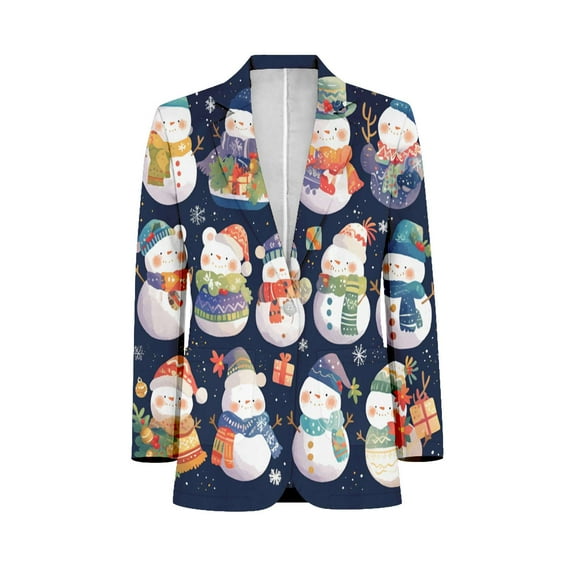 Cute Christmas Snowman Mens Suits Shawl Collar Slim Fit Suit Mens Groom ...