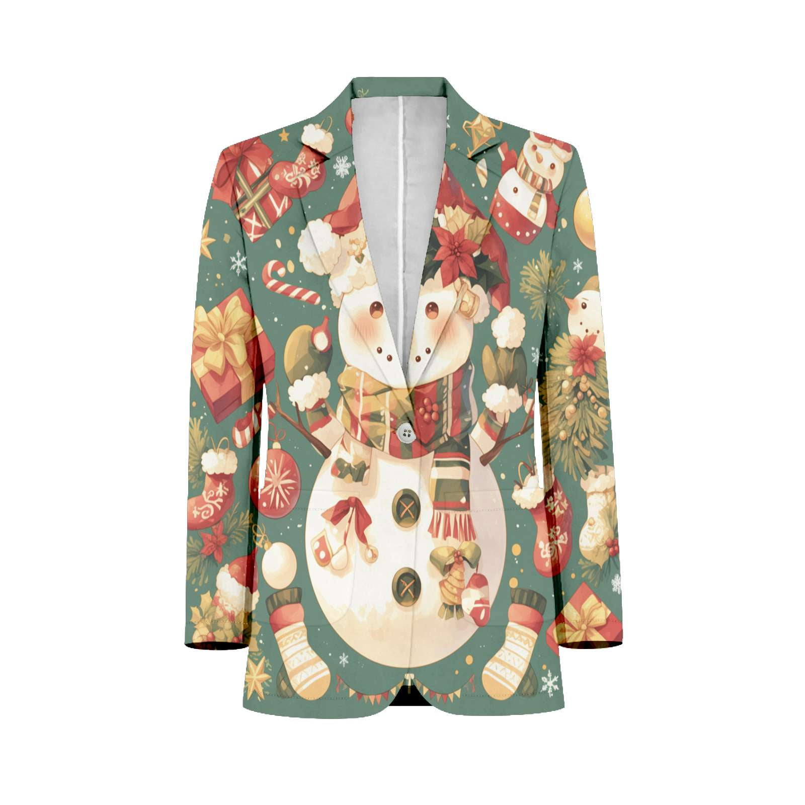 Cute Christmas Snowman Mens Suits Shawl Collar Slim Fit Suit Mens Groom ...