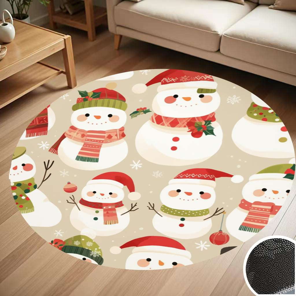 Cute Christmas Snowman Round Carpet Living Room Bedroom Home Decoration ...