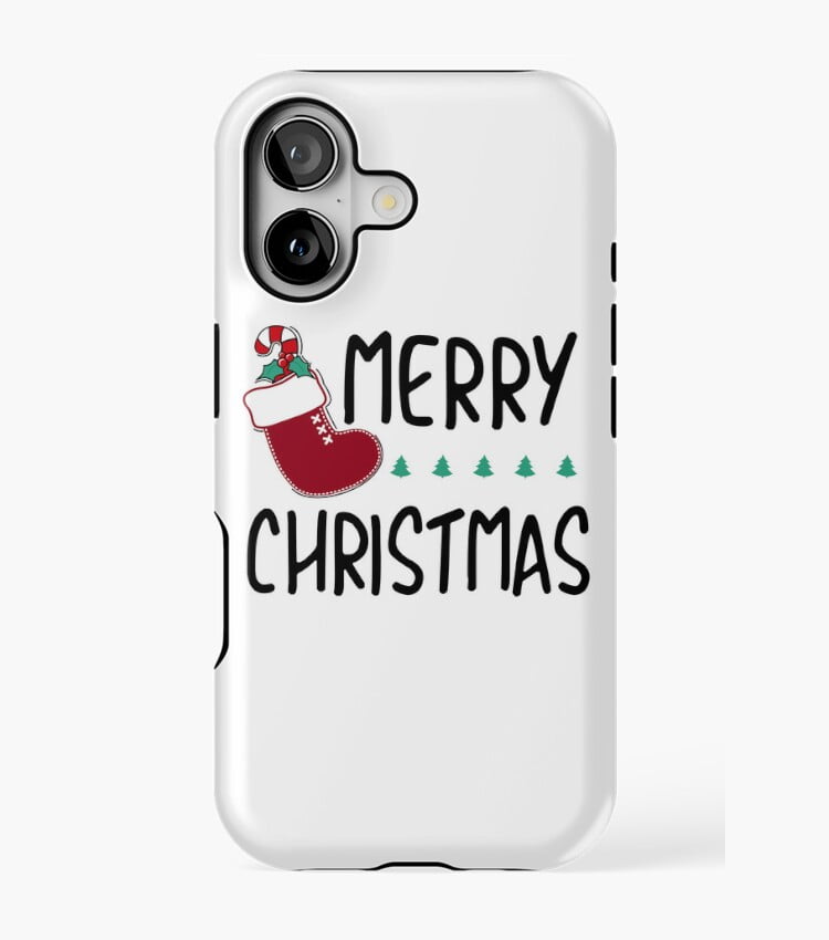 Cute Christmas Socks and Trendy Typography Protective Case for iPhone ...