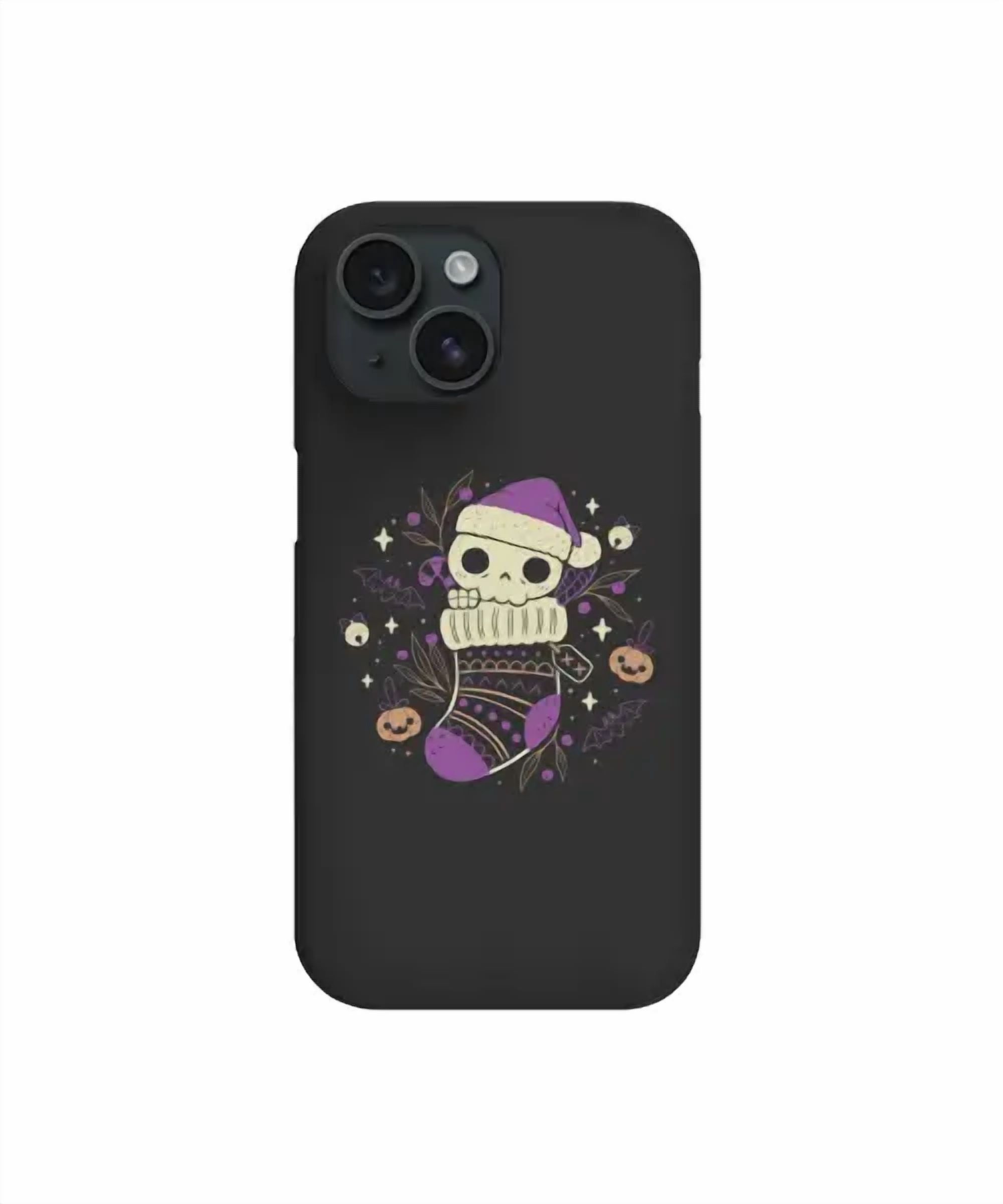 Cute Christmas Stocking Skeleton Head Spooky Phone Case for iPhone 16 ...