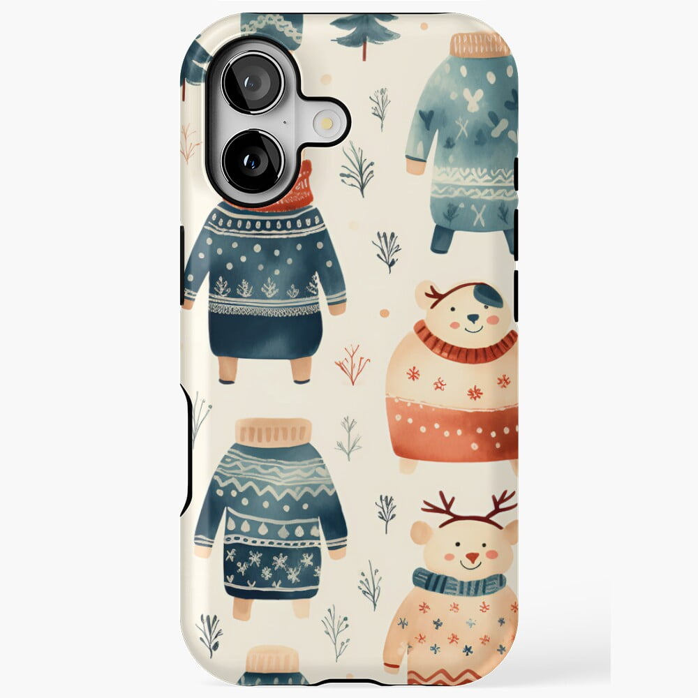 Cute Christmas Sweater Knits Design Phone Case 17 16 15 14 13 12 11 Pro ...
