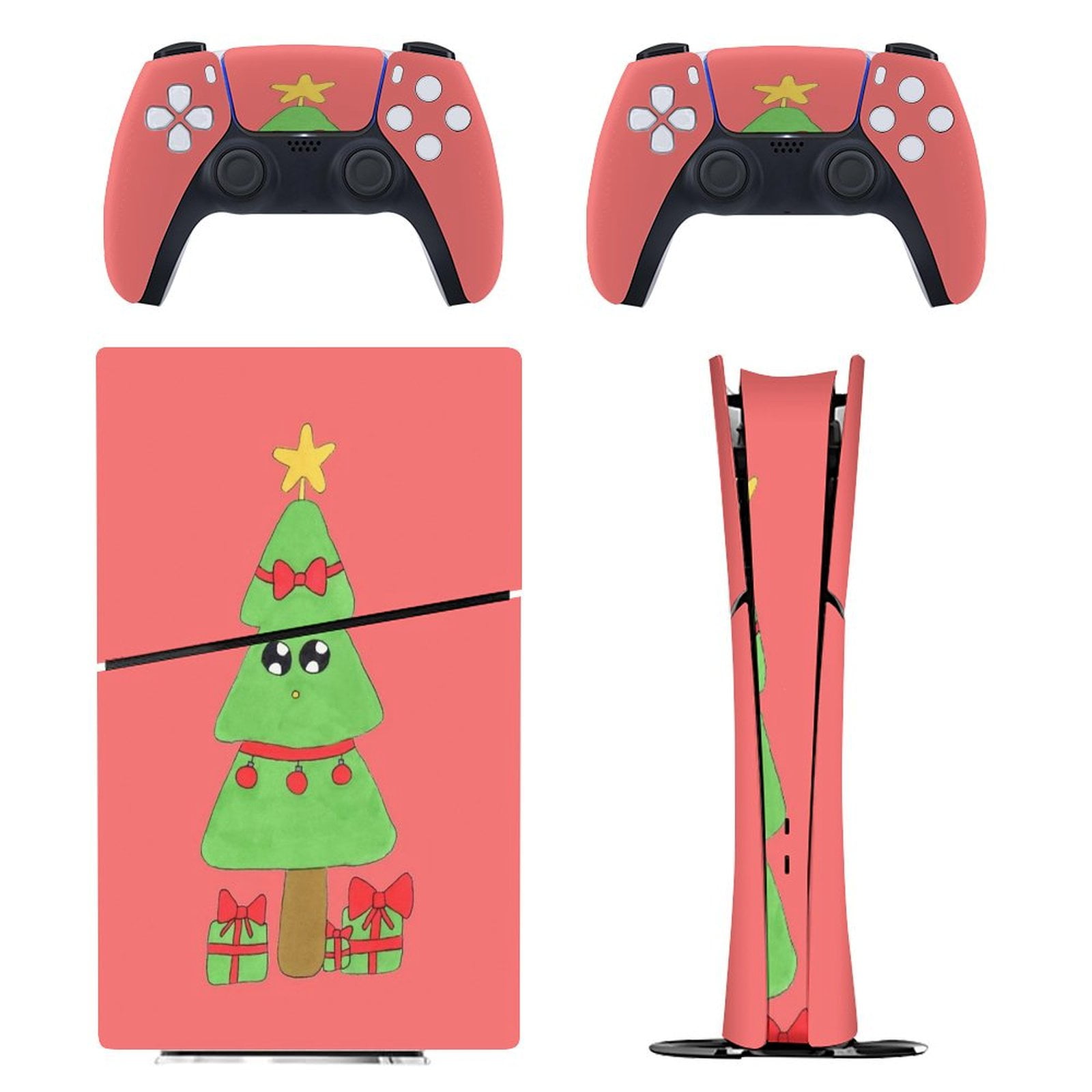 Cute Christmas Tree Cartoon PS5/PS5 Pro/PS5 Slim Digital Disc Skin Sticker For Console And ...
