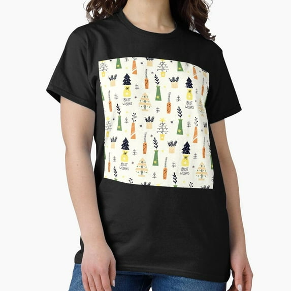 Cute Christmas Tree Pattern With Stars And Ornaments Festive Xmas ...