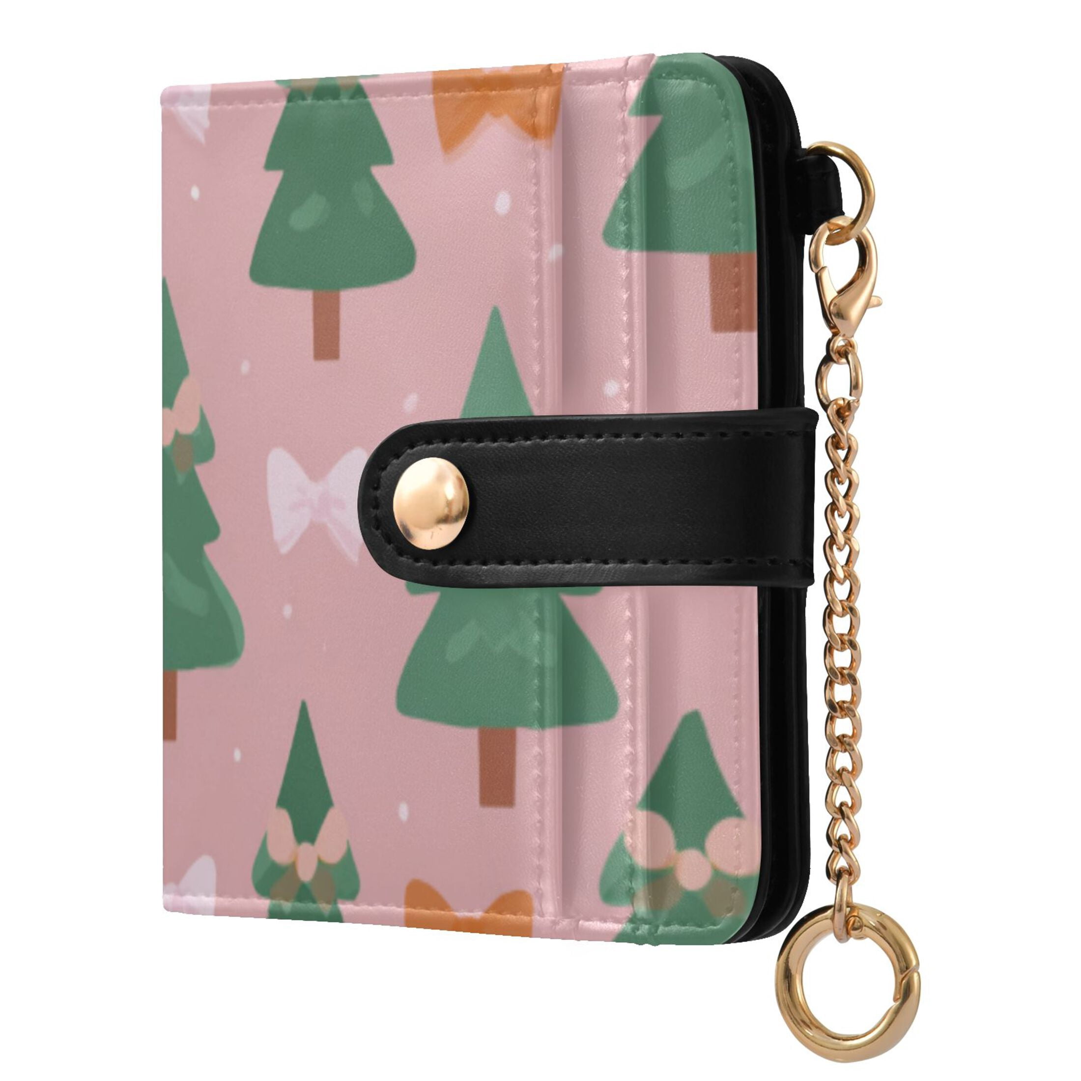 Cute Christmas Trees with Pink Orange Bows Women's Wallet PU Leather ...