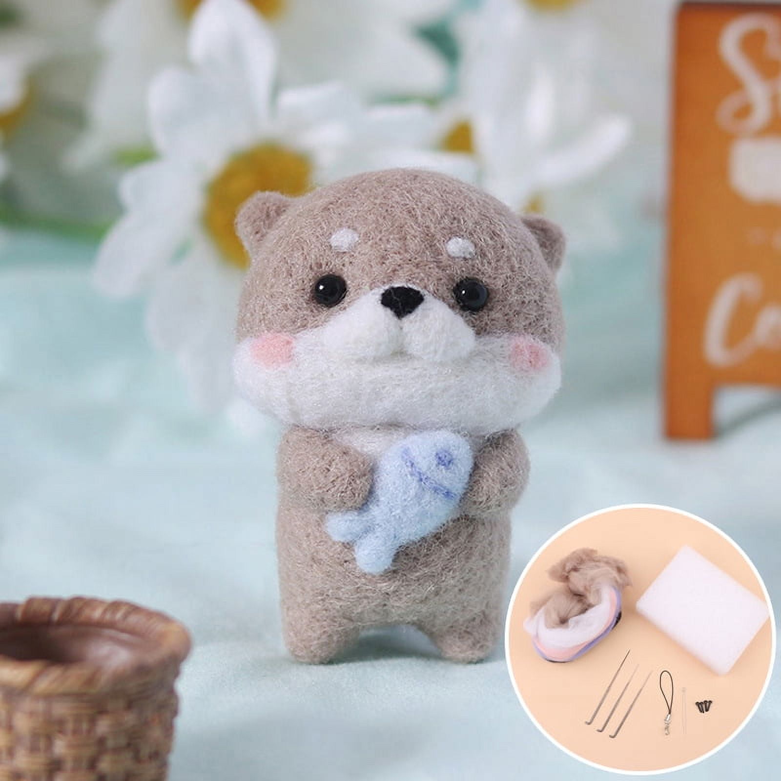 Cute Chubby Capybara Gray Fish Beginner Material Kit Wool Felt Handmade ...