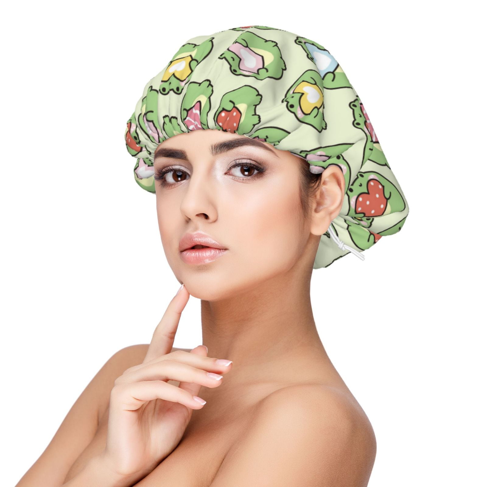 Cute Chubby Frog Silk Bonnet for Sleeping Women Men, Adjustable Elastic Satin Bonnet Bonnet for ...