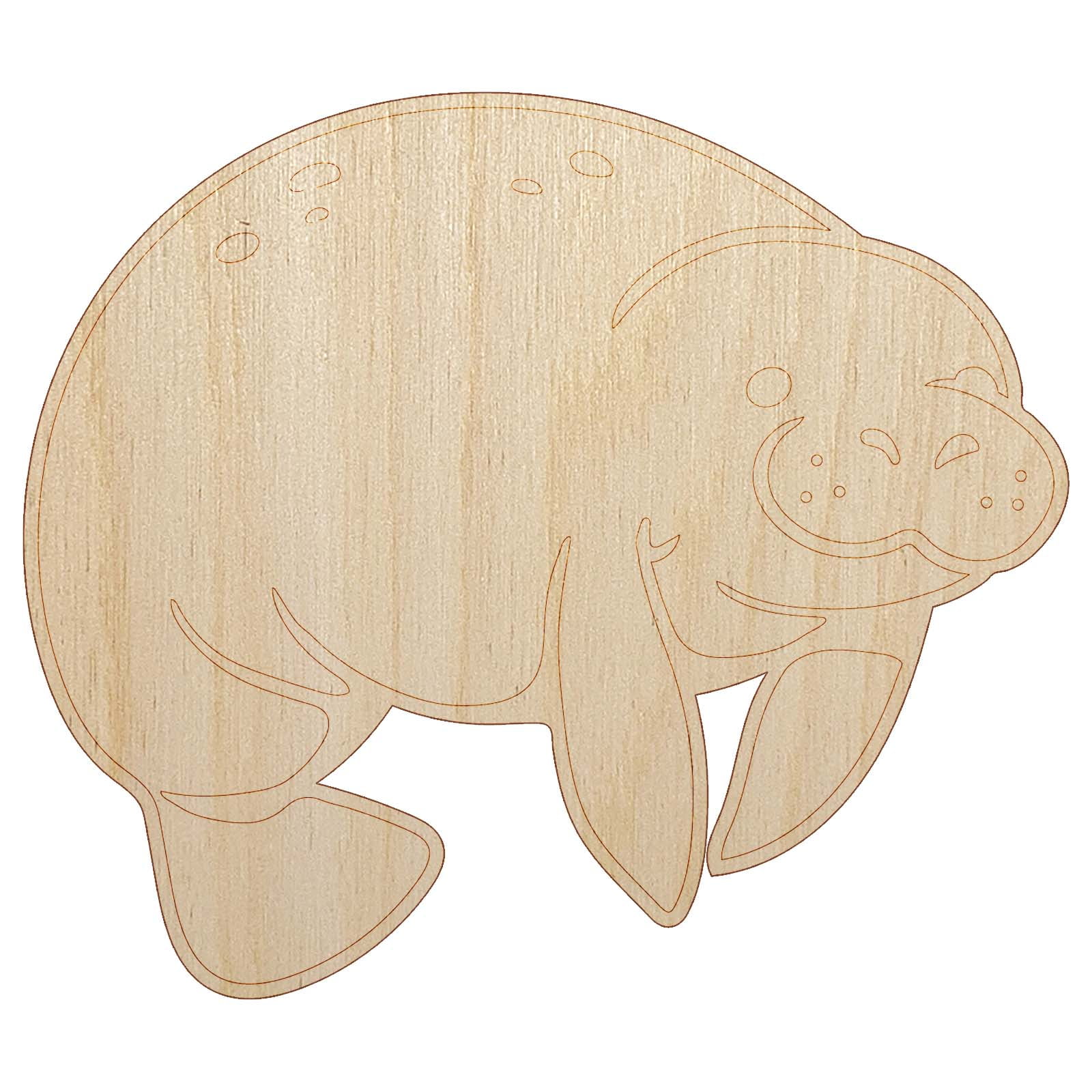 Cute Chubby Manatee Wood Shape Unfinished Piece Cutout Craft DIY ...