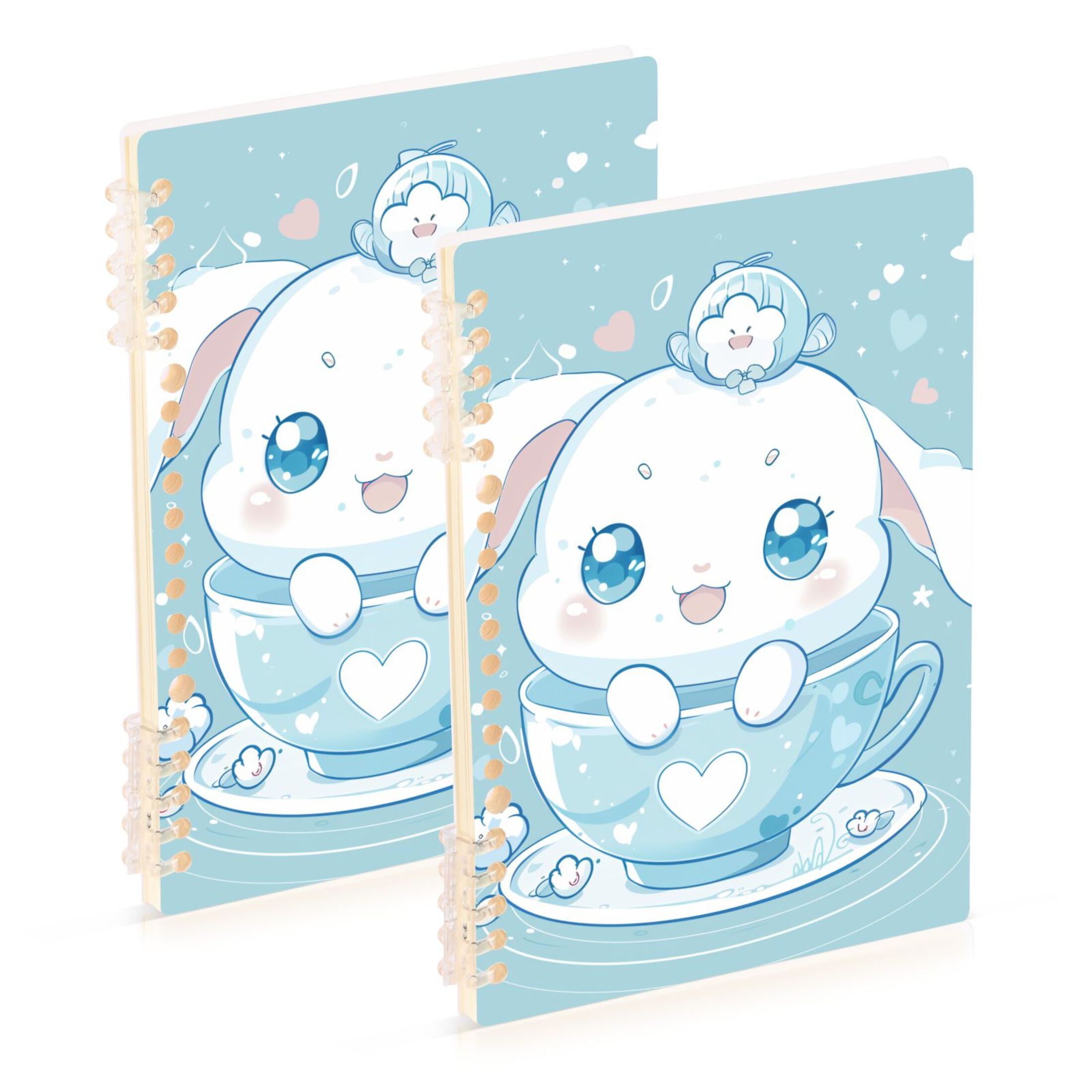 Cute Cinnamoroll Sanrio in Cup 2 Pcs Spiral Notebooks 60 Sheets 120 ...