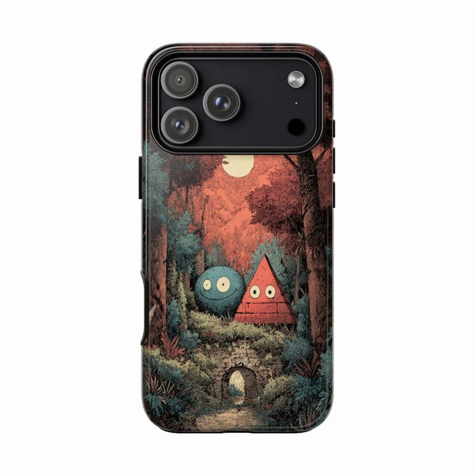 Cute Circle Triangle Forest Friends Cartoon Art Case for iPhone 17 16 15 14 13 12 11 Pro Max ...