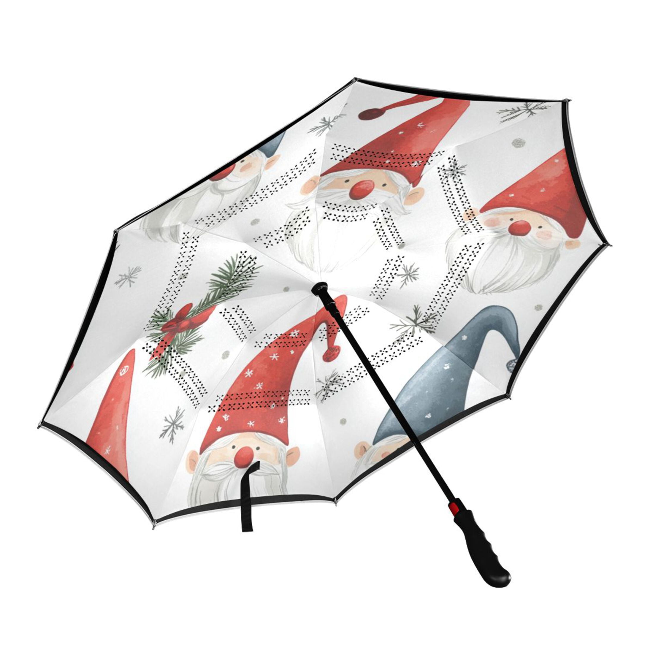Cute Claus Faces Christmas Tree Leaves Automatic Reverse Umbrella ...