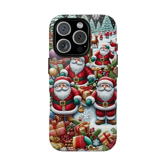 Cute Claus Family Holiday Cheer iPhone Case 17 11 12 13 14 15 16 Pro ...