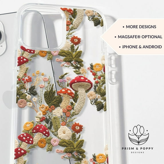 Cute Clear Flower Embroidered Cottagecore Aesthetic Phone Case with a ...