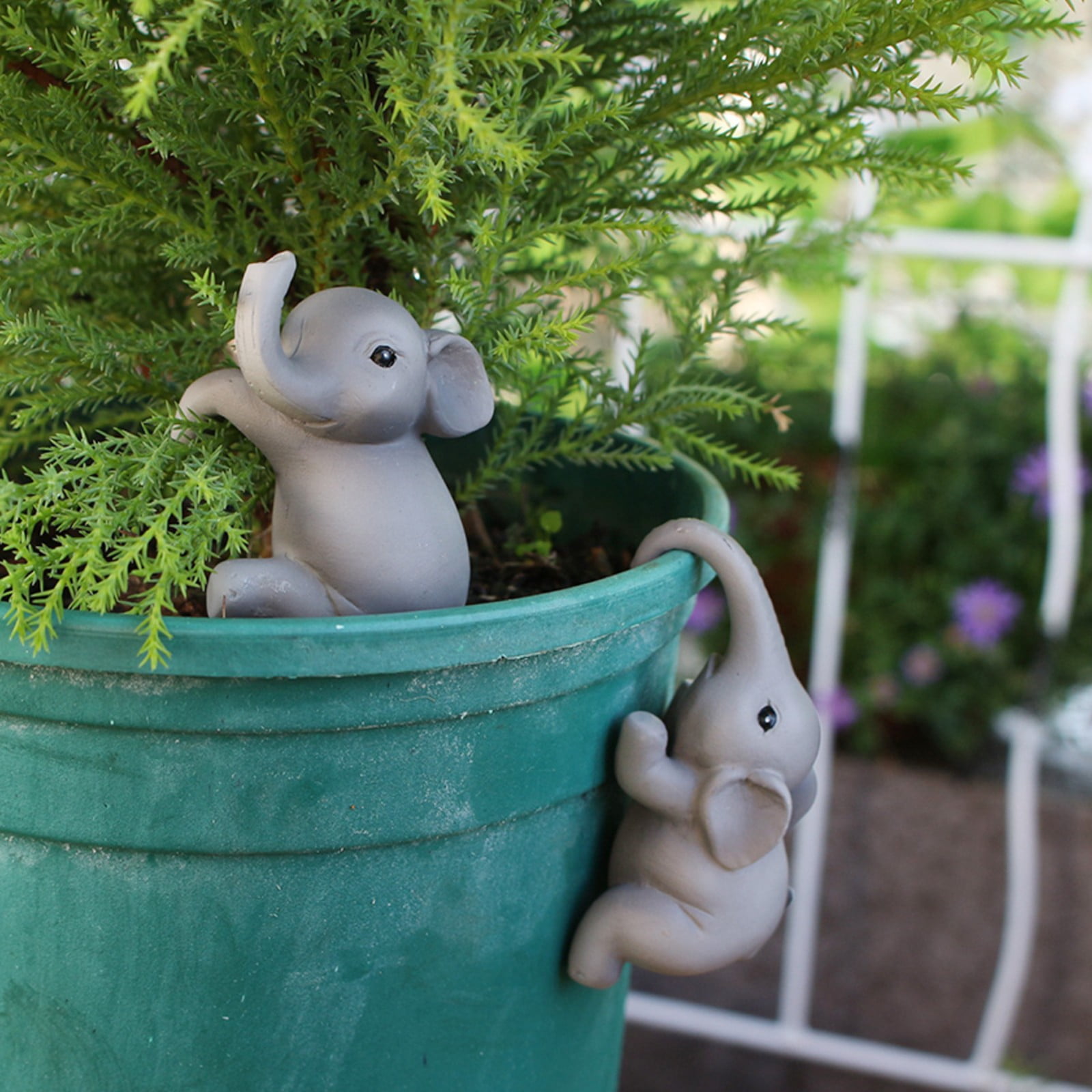 Cute Climbing Elephant Flower Pot Hugger Figurines Resin Hanging ...