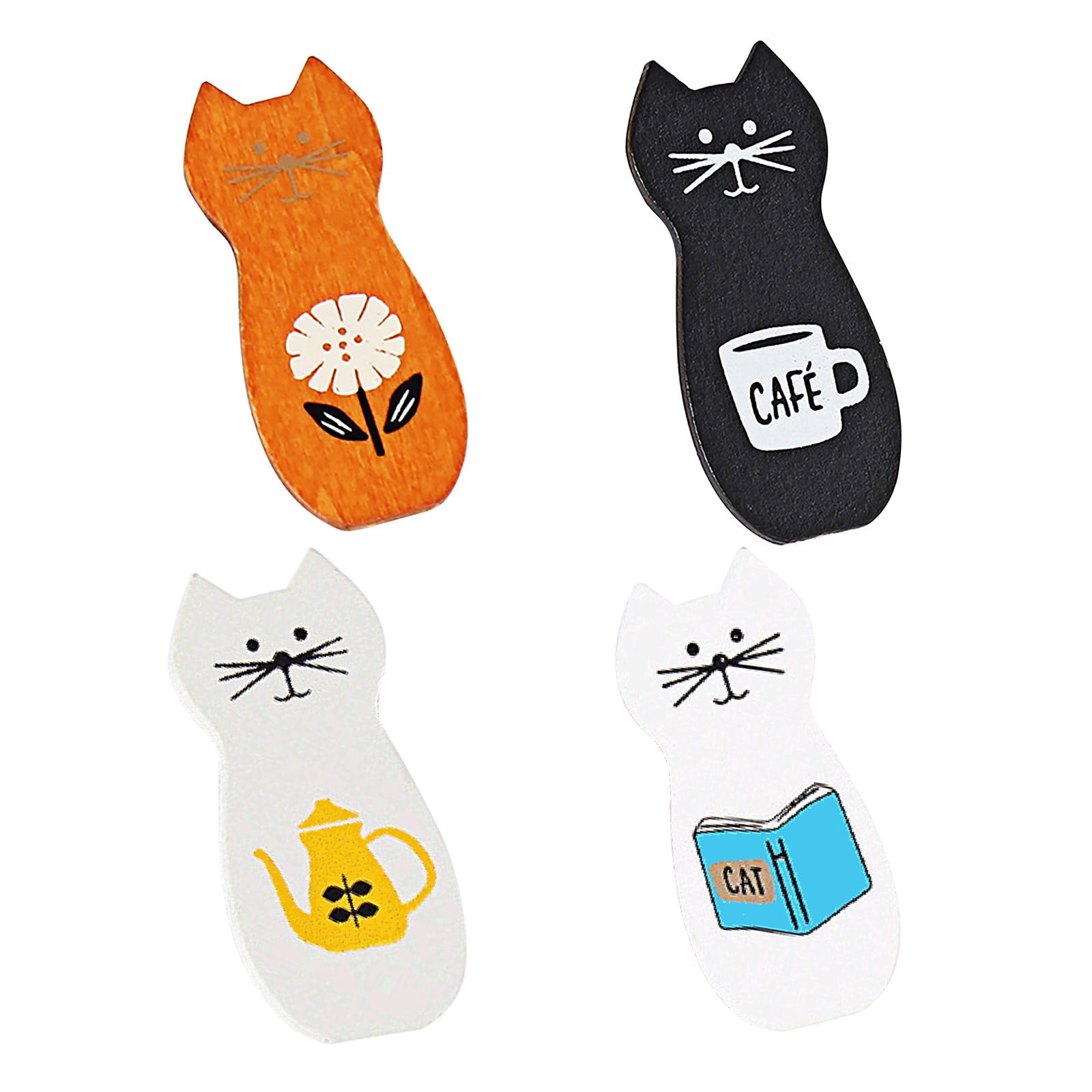 Cute Clip Sticker Refrigerator Clip 4-Piece Folder Memo Cat Bookmark ...