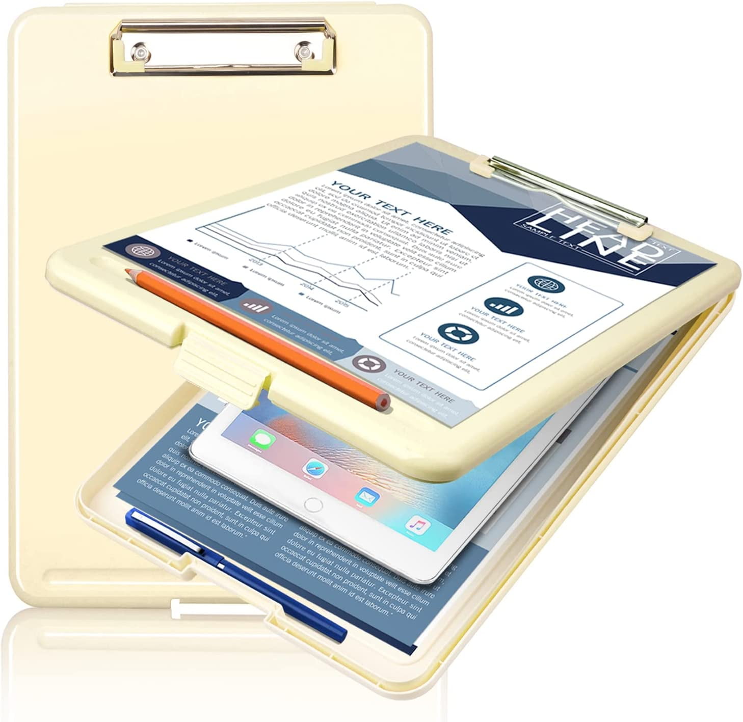 Cute Clipboard with Storage, Plastic Storage Clipboard with Low Profile ...