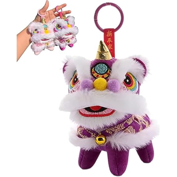 Cute Cloak Lion Dance Keychain, 2026 Year of the Horse Chinese Lion ...
