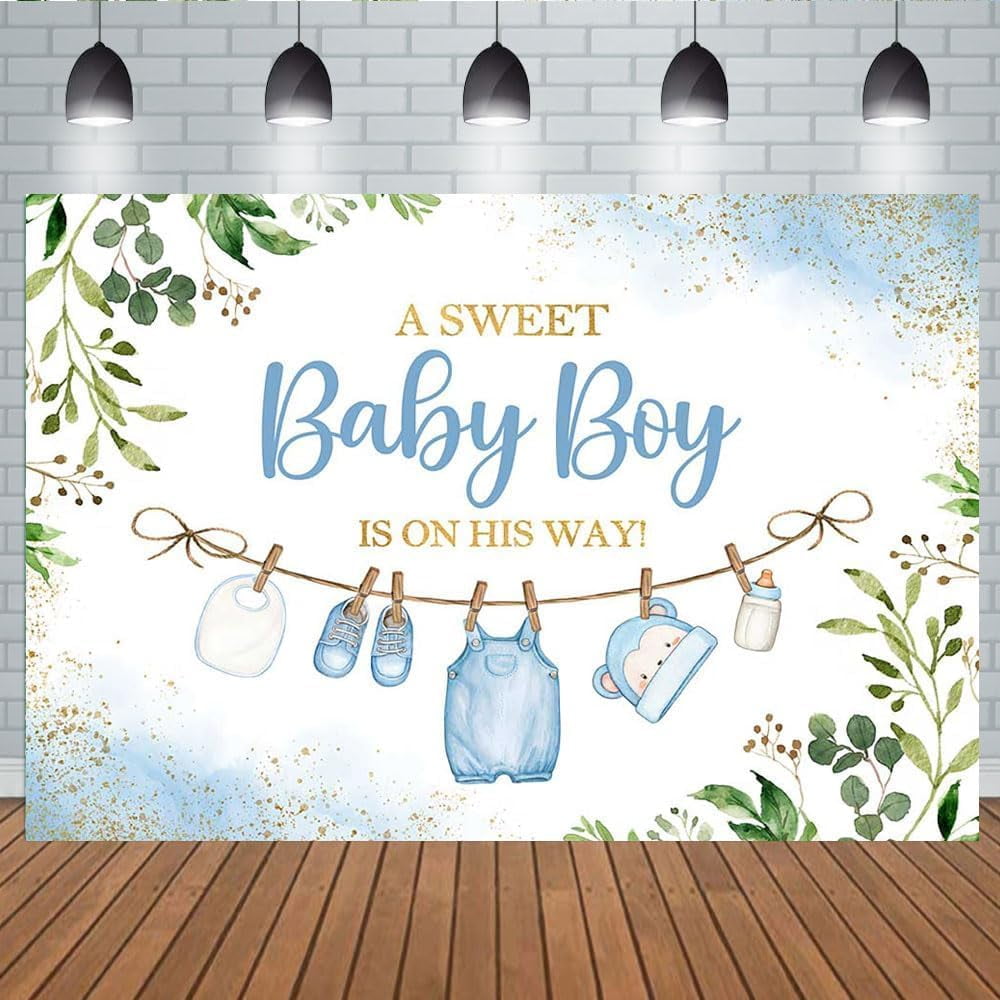 Cute Clothes Baby Shower Backdrop for Boys a Sweet Baby Boy is on The ...