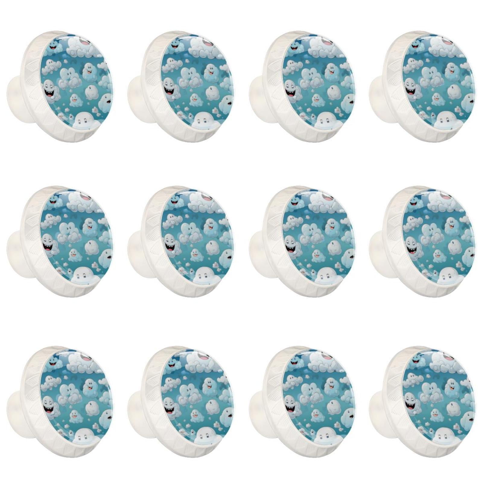 Cute Cloud 12 Pcs White Round Drawer Pulls with Screws,ABS and Glass ...