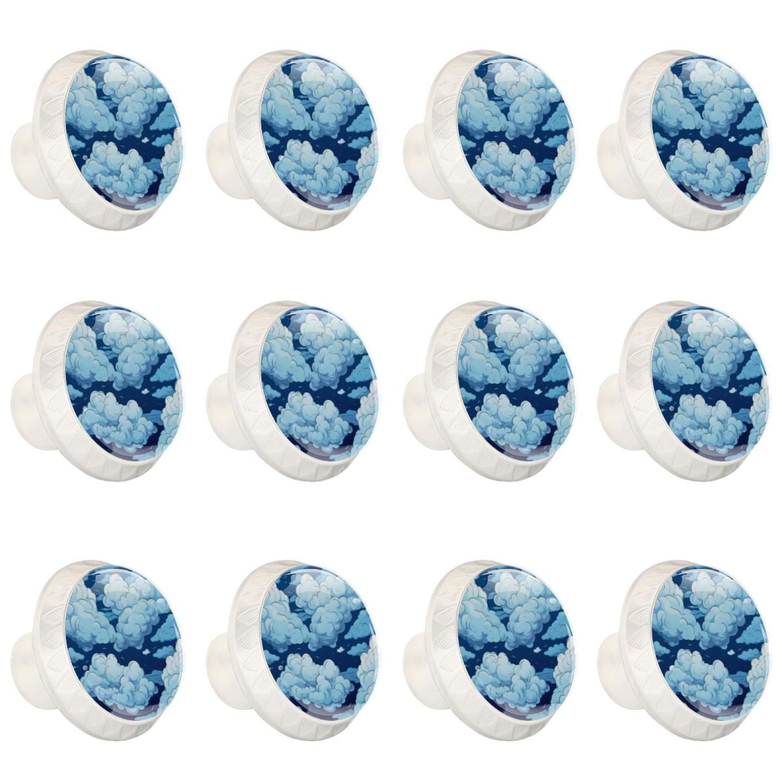 Cute Cloud 12 Pcs White Round Drawer Pulls with Screws,ABS and Glass ...