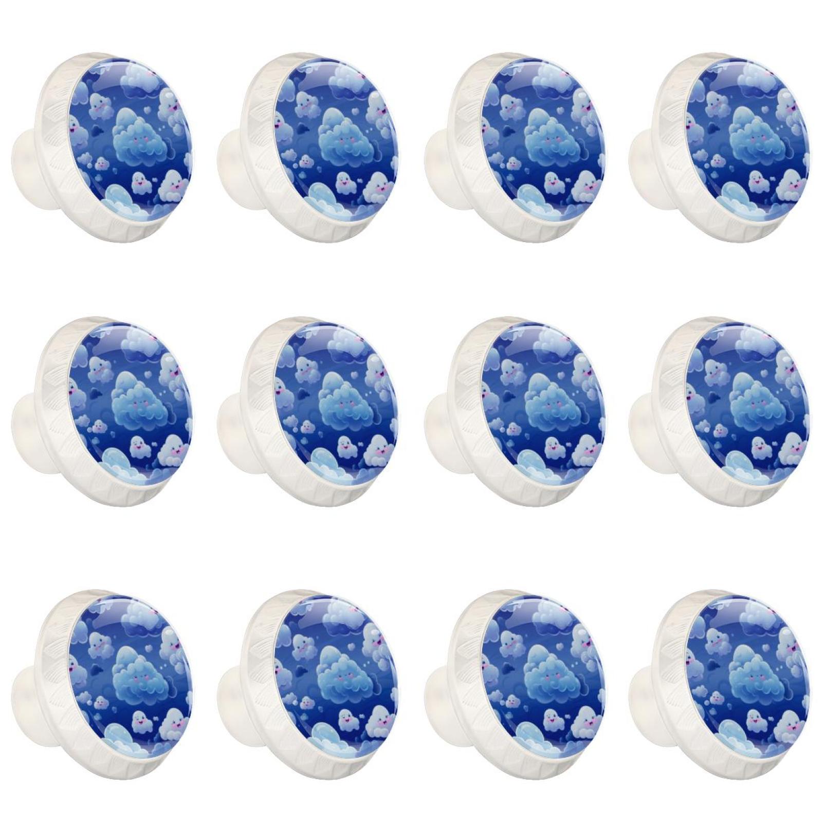 Cute Cloud 12 Pcs White Round Drawer Pulls with Screws,ABS and Glass ...