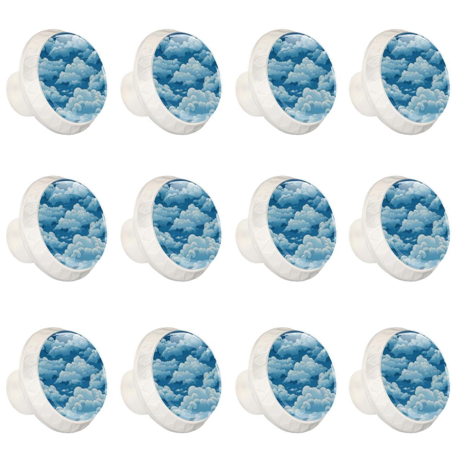 Cute Cloud 12 Pcs White Round Drawer Pulls with Screws,ABS and Glass ...