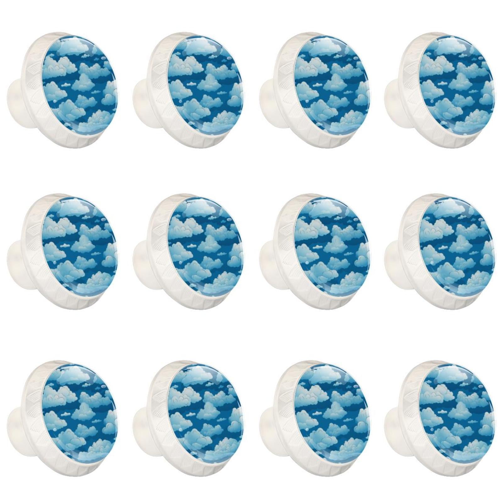 Cute Cloud 12 Pcs White Round Drawer Pulls with Screws,ABS and Glass ...