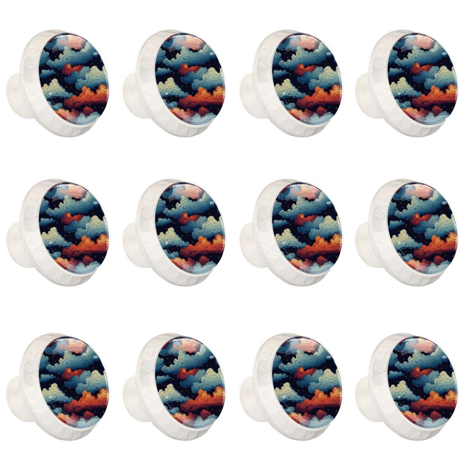 Cute Cloud 12 Pcs White Round Drawer Pulls with Screws,ABS and Glass ...
