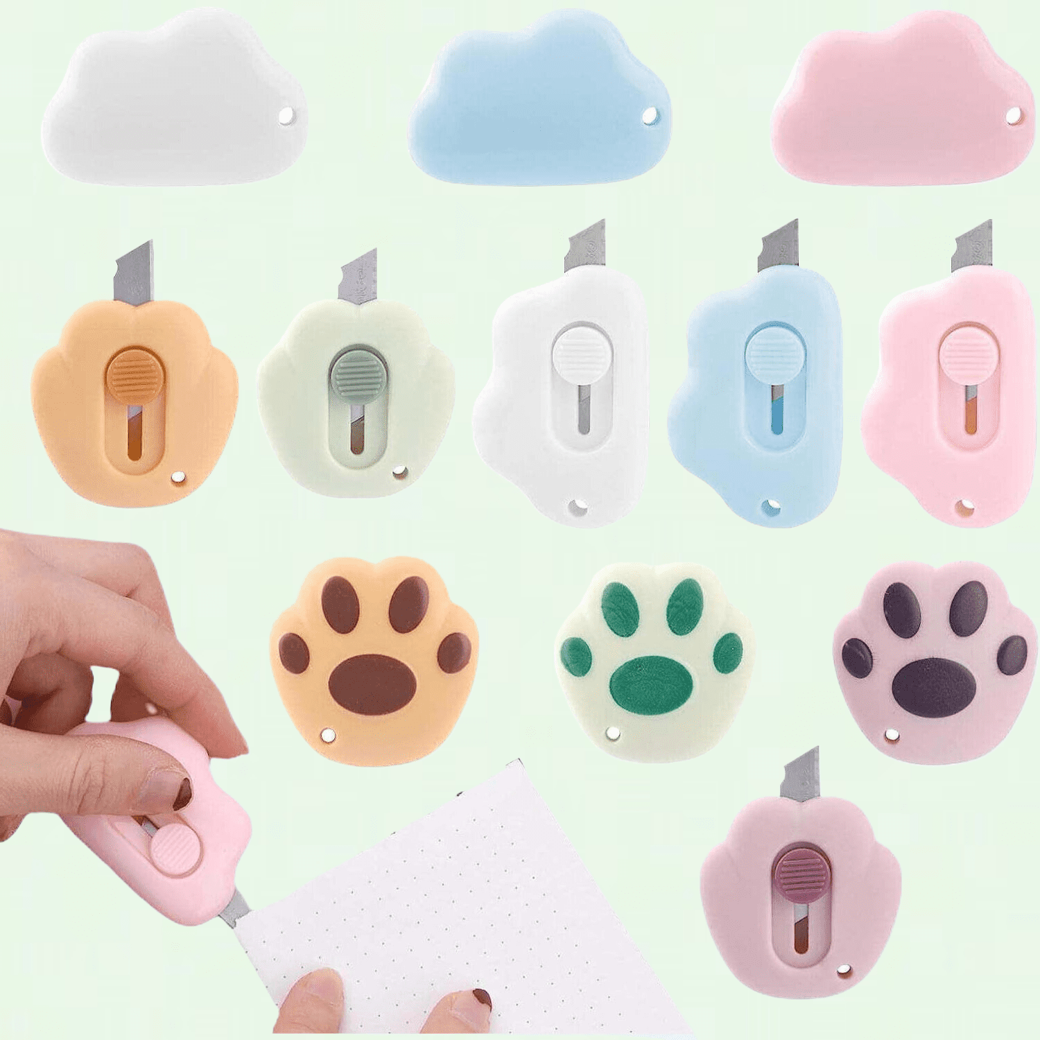 Cute Cloud Cat Paw Mini Utility Knives, Retractable Letter Opener ...
