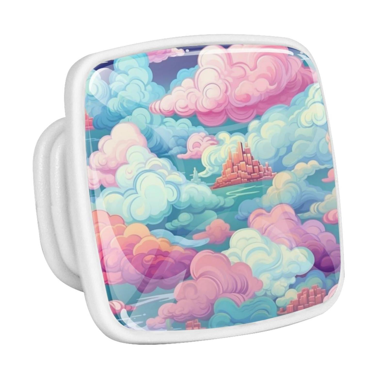 Cute Cloud Fluorescent Drawer Pulls with Screws Square 4-Pack Glow Dark ...