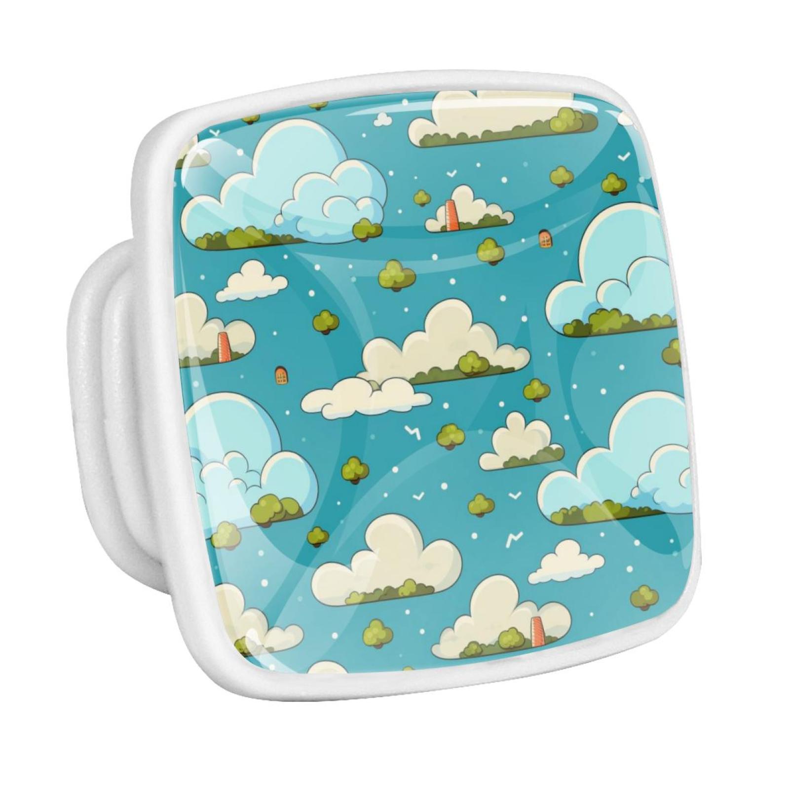 Cute Cloud Fluorescent Drawer Pulls with Screws Square 4-Pack Glow Dark ...