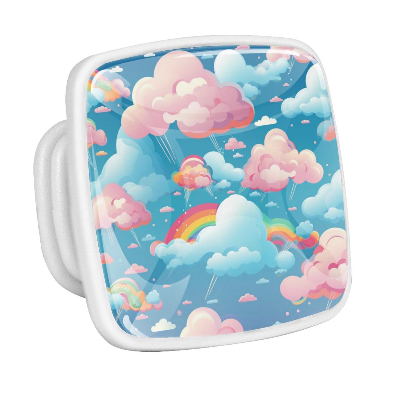 Cute Cloud Fluorescent Drawer Pulls with Screws Square 4-Pack Glow Dark ...