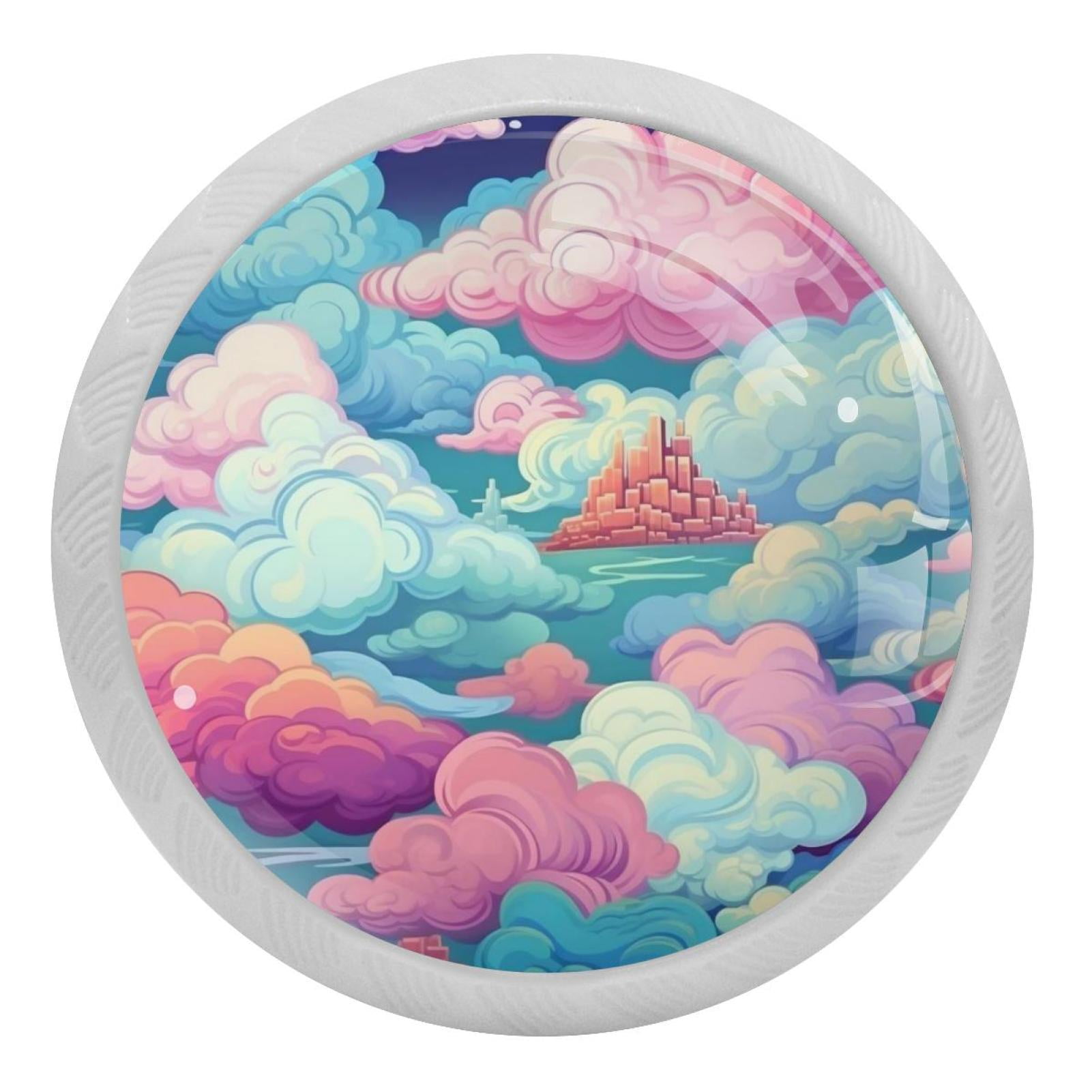 Cute Cloud Pattern 4PCS Cabinet Knobs Pulls Fluorescent Drawer Handle ...