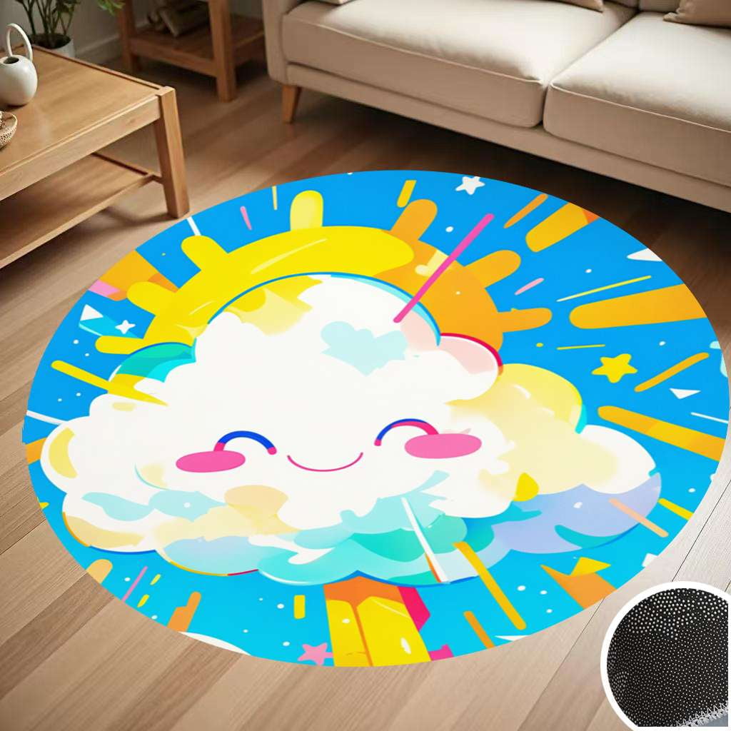 Cute Clouds Round Carpet Living Room Bedroom Home Decoration Coffee ...
